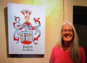 Pusch Family Crest with Artist ﻿Gail Munden - Oro Valley Historical Society